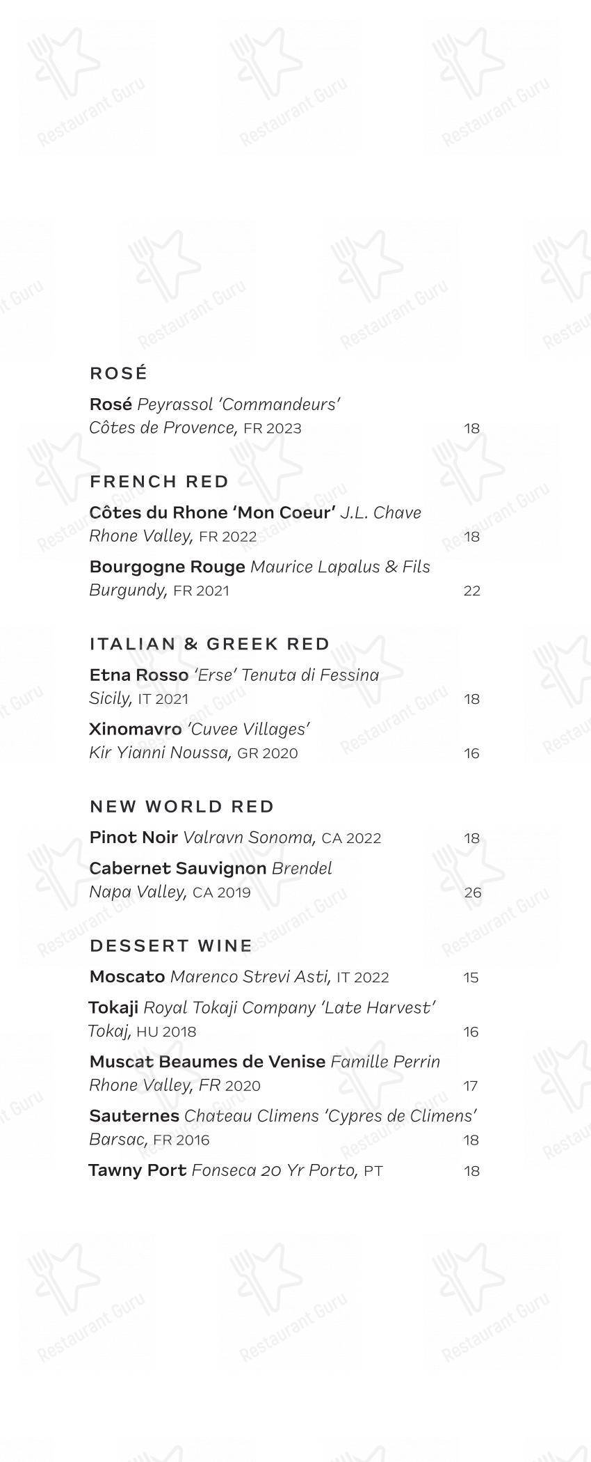 Menu at Navy Blue restaurant, Houston