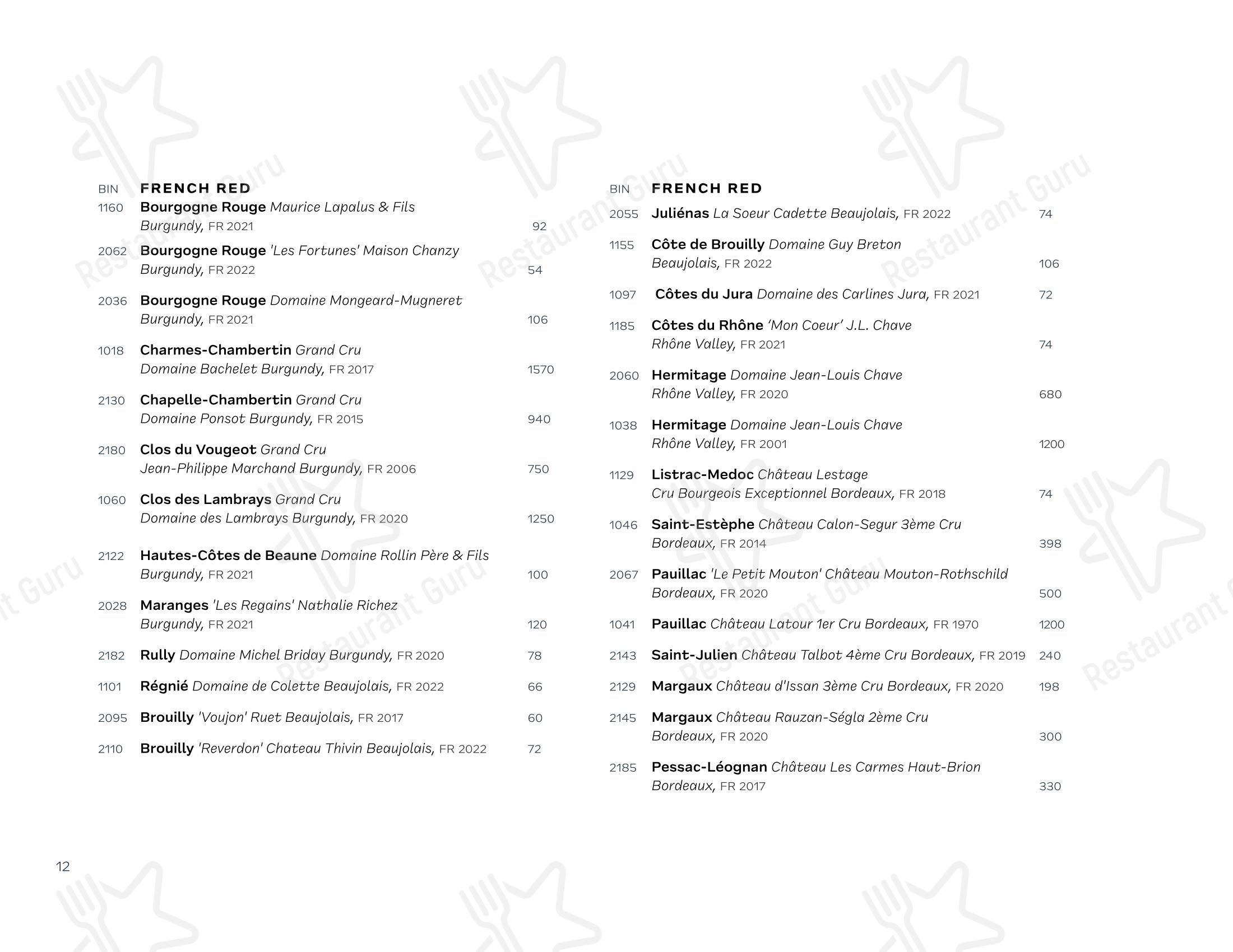 Menu at Navy Blue restaurant, Houston