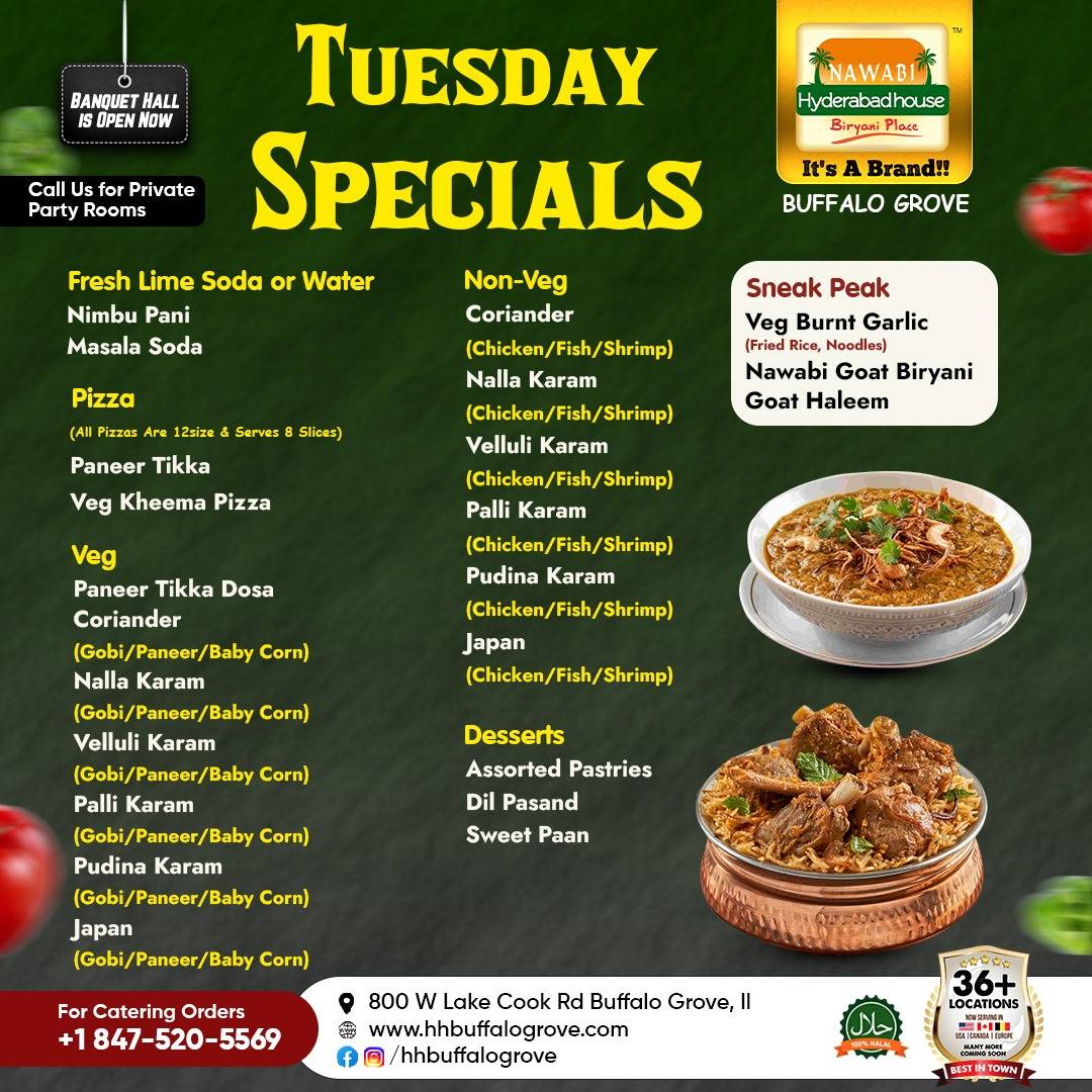Menu at Nawabi Hyderabad House - Biryani Place restaurant, Buffalo Grove