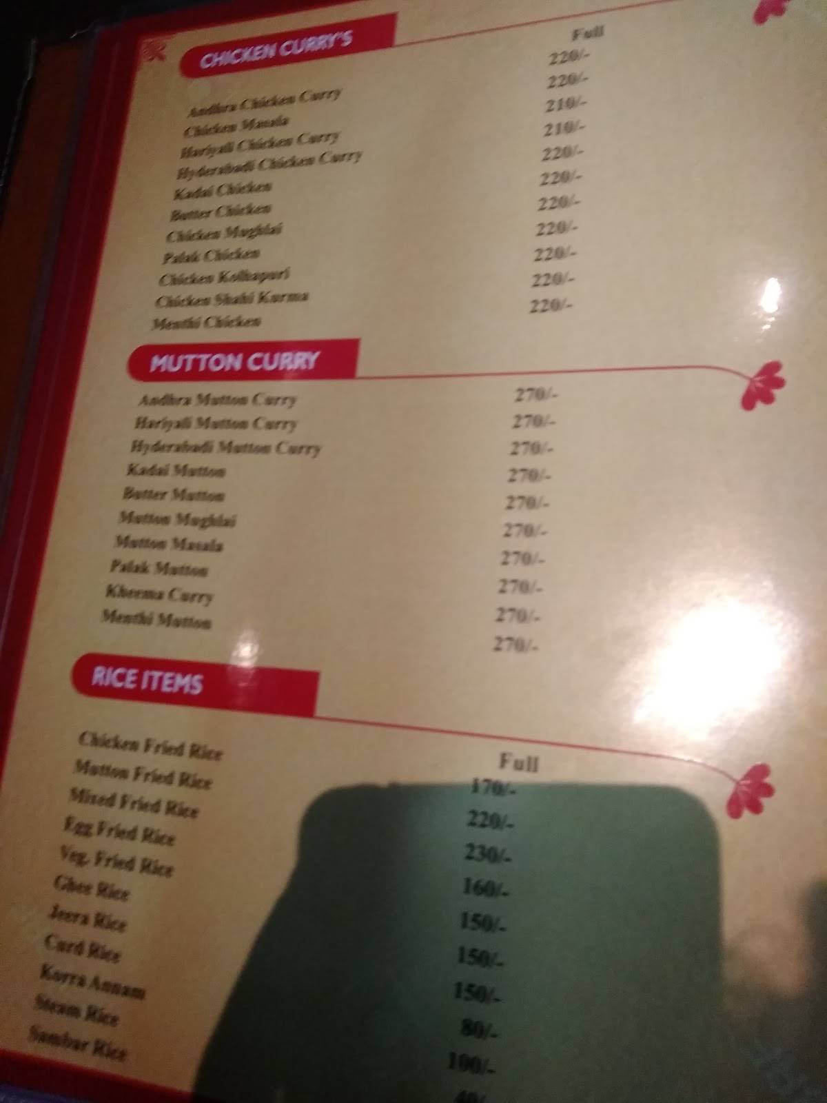 Menu at Neha Restaurant, Hyderabad