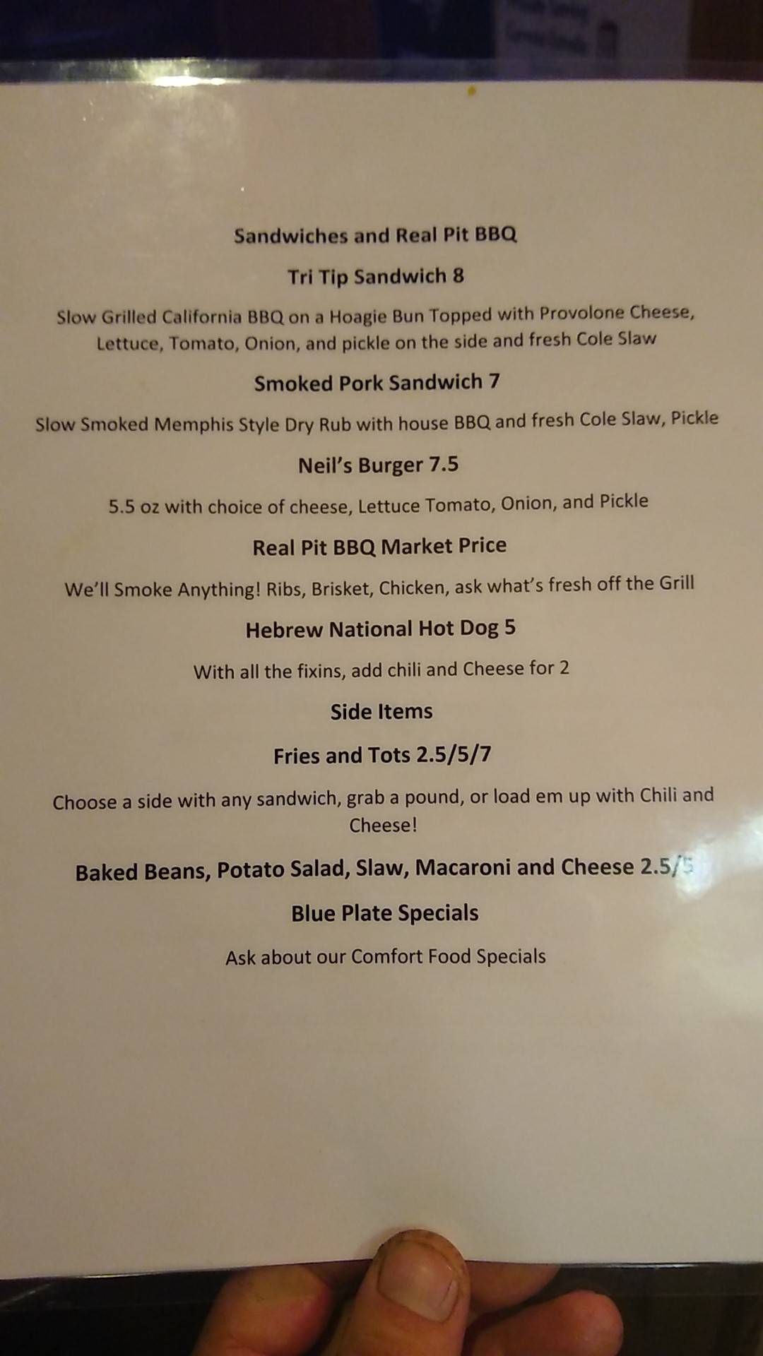 Menu at Neil's Lounge pub & bar, Indio