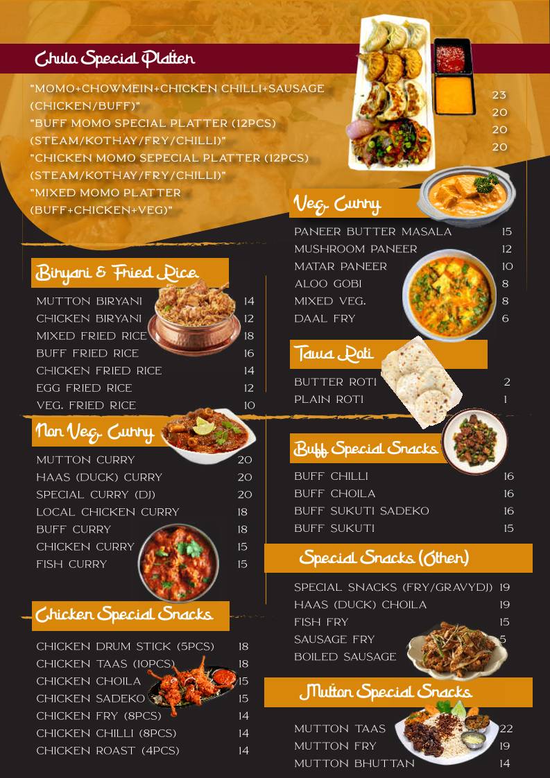 Menu at Nepali Chulho Restaurant, Dubai