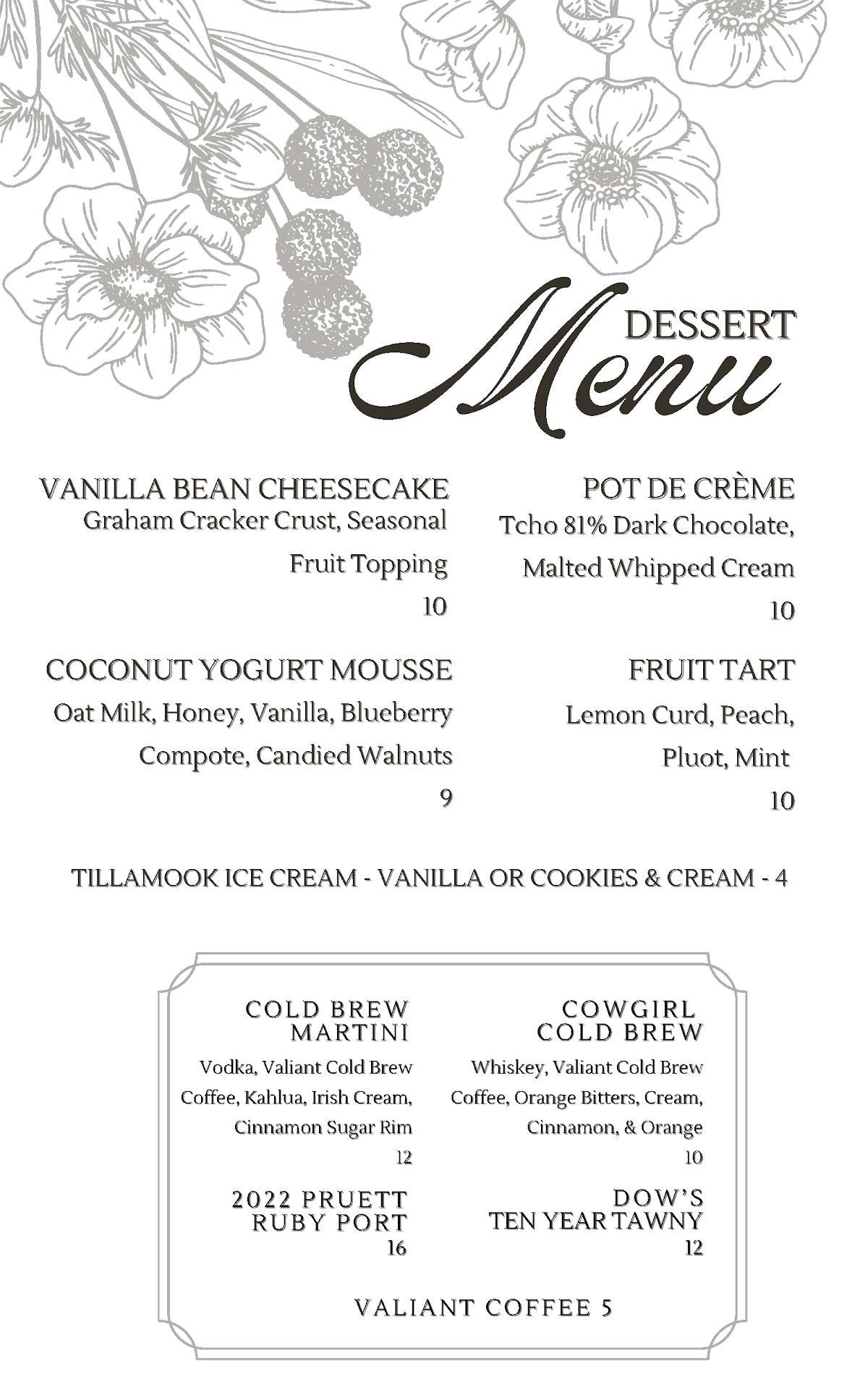 Menu at Creekside Restaurant & Bar, Nevada City
