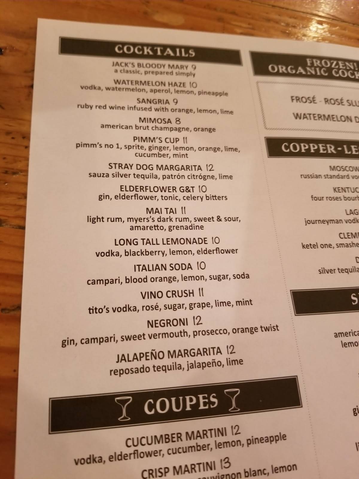 Menu at The Stray Dog Bar & Grill, New Buffalo