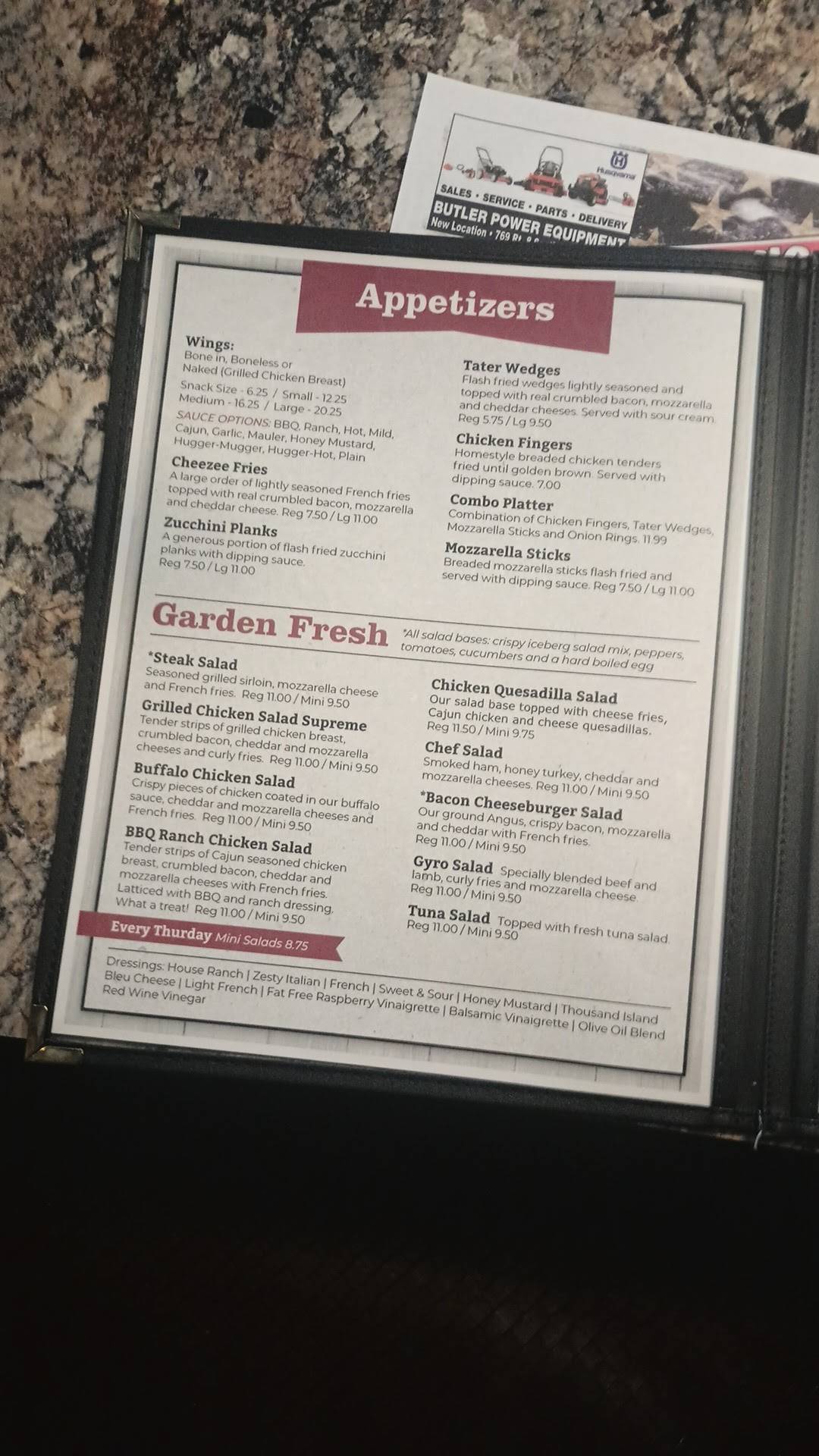 Menu at Hugger-Mugger Tasty Recipes restaurant, New Castle