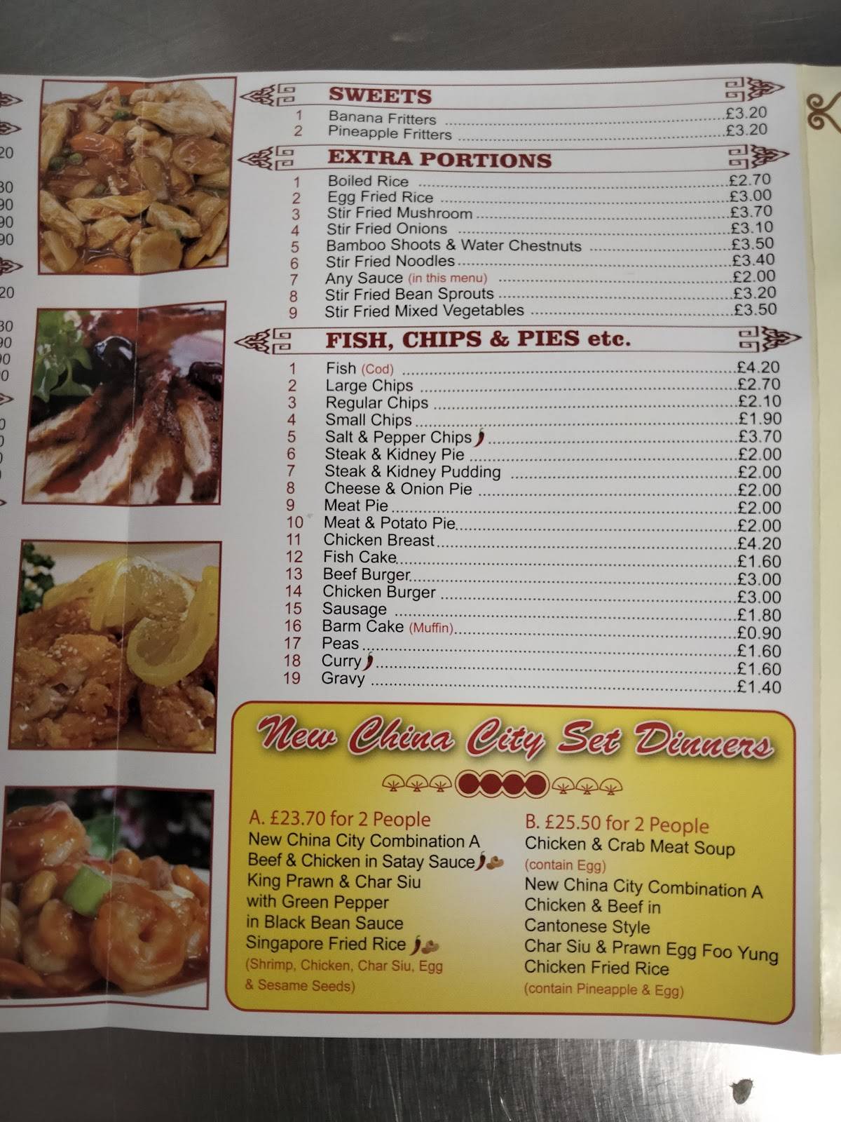 Menu at New China City restaurant, Rochdale