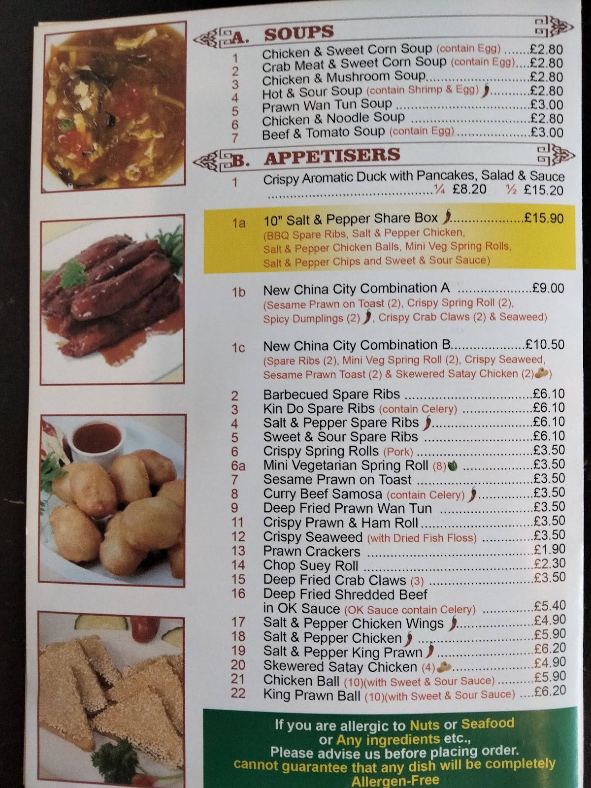 Menu at New China City restaurant, Rochdale