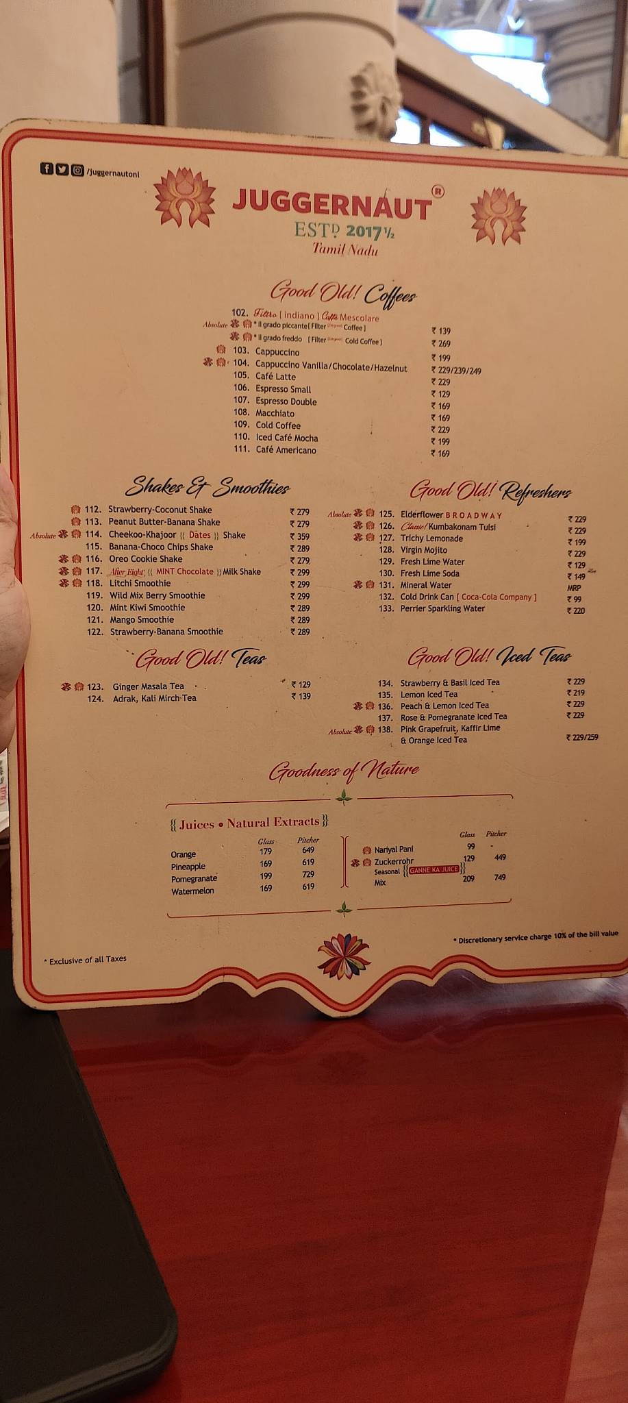 Menu at JUGGERNAUT, Barakhamba Road, New Delhi, Barakhamba Rd