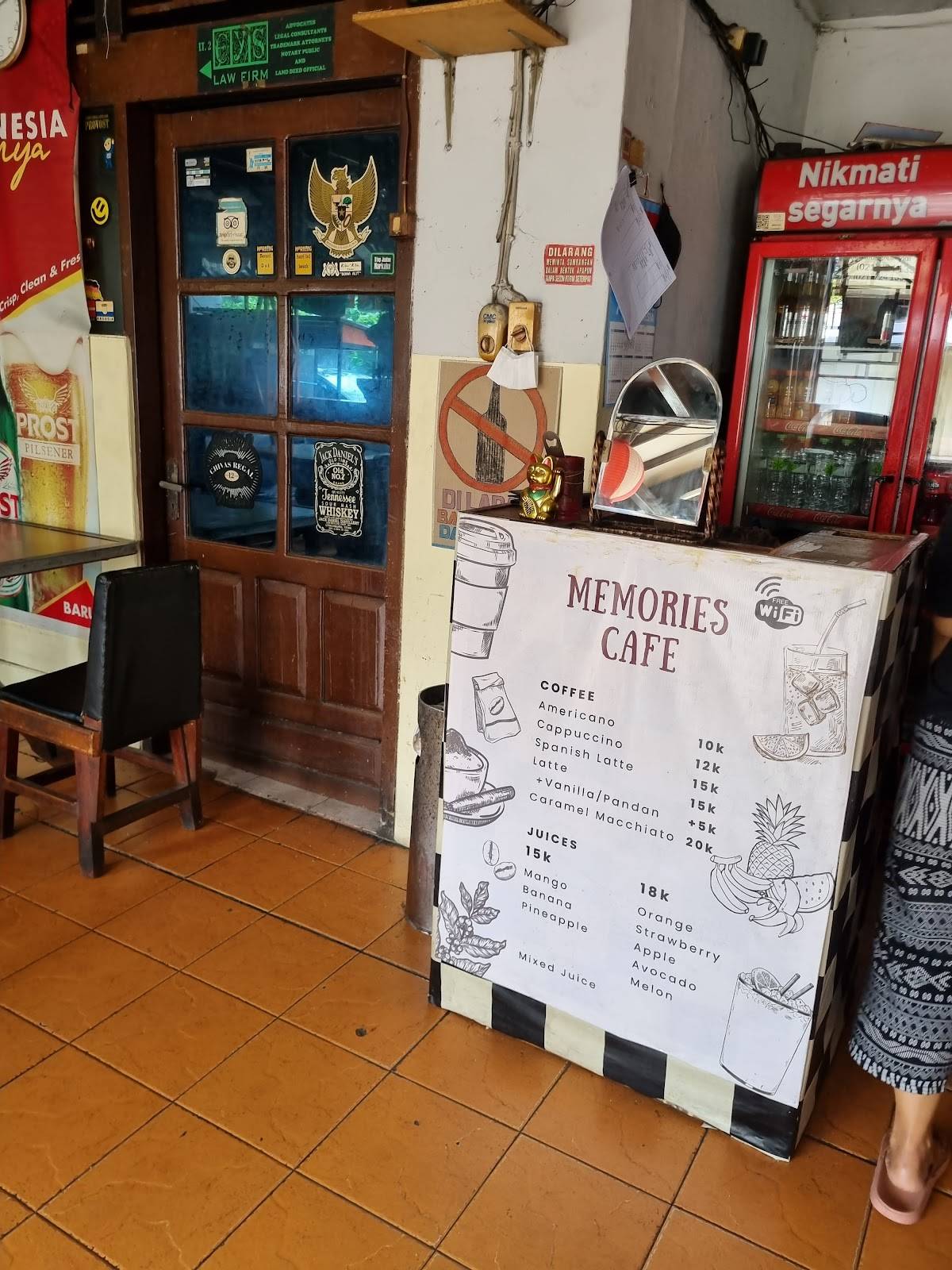 Menu at New Memories Cafe, Jakarta