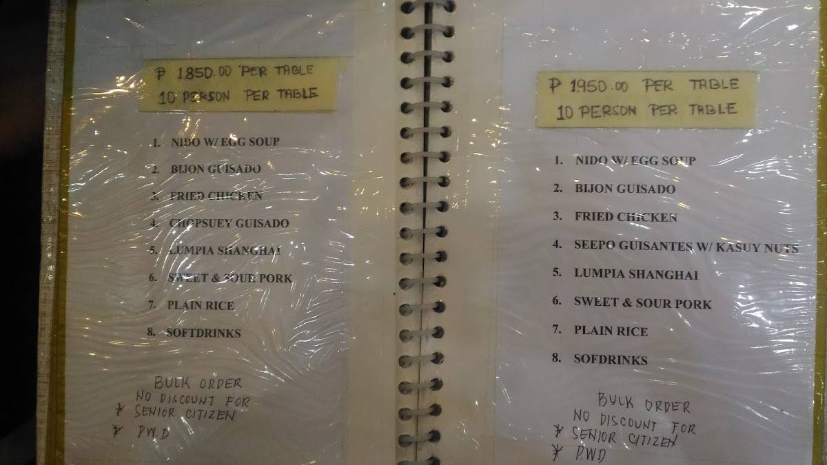 Menu at New Silver Crown Panciteria, Inc. restaurant, Caloocan