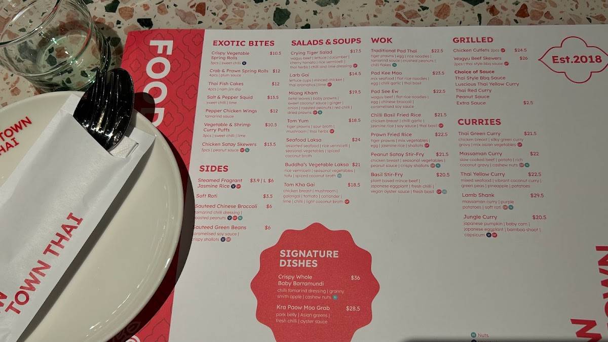Menu at New Town Thai, West HQ restaurant, Rooty Hill