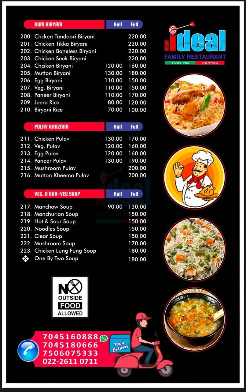Menu at New ideal family restaurant, Mumbai, 8