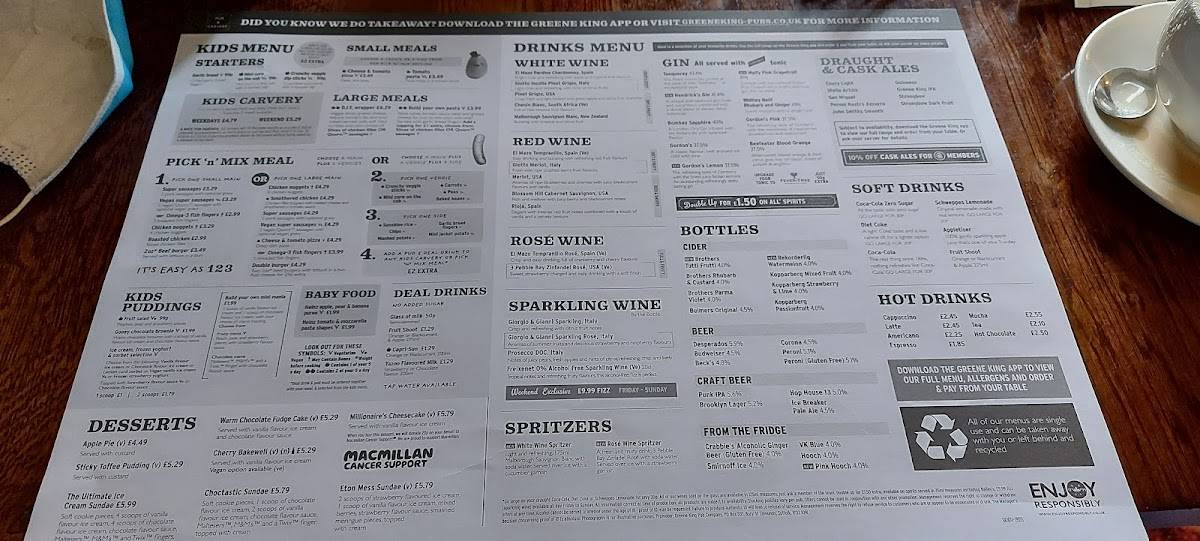 Menu at Lord Ted - Pub & Carvery, Newark-on-Trent