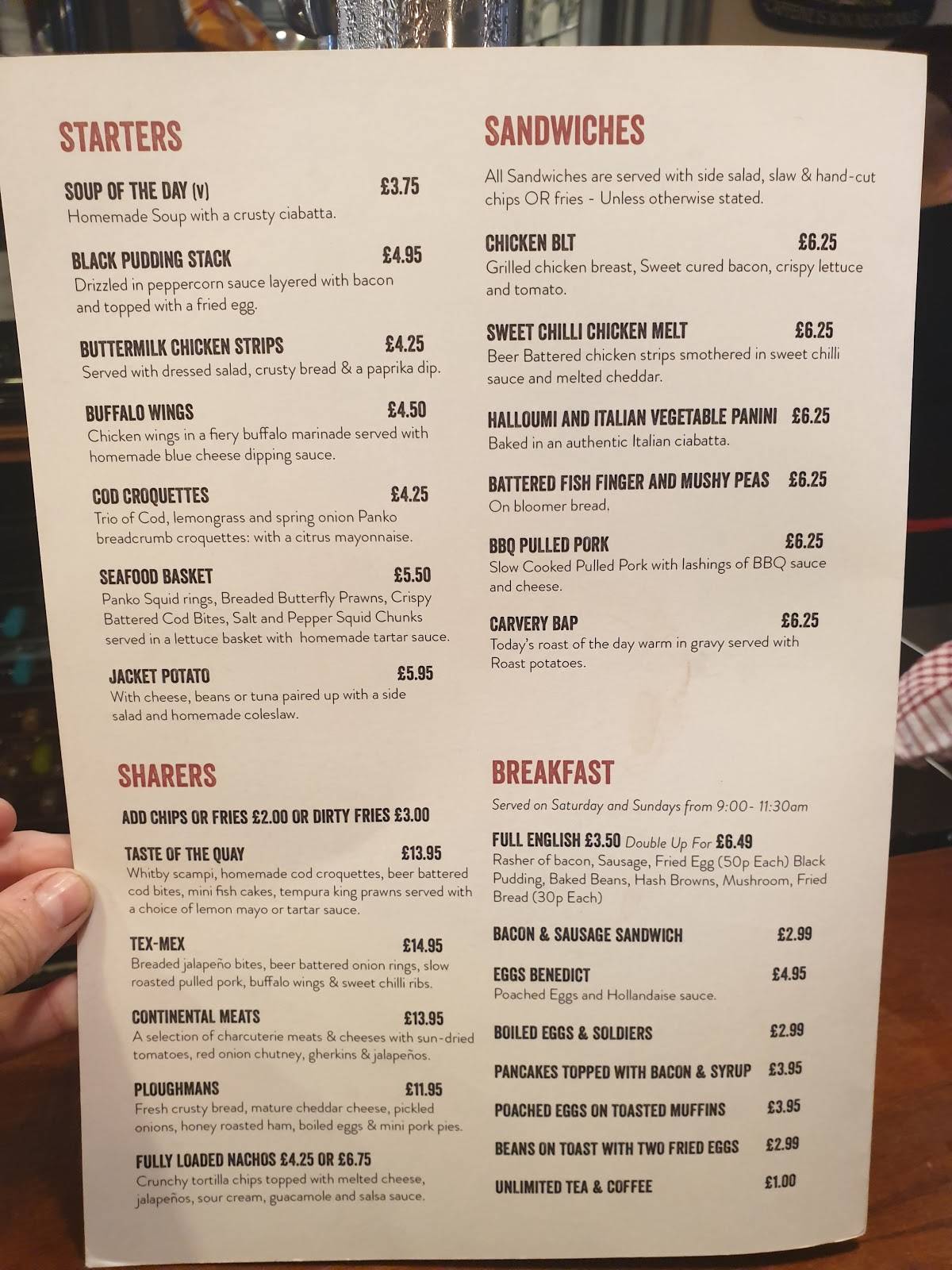 Menu at The Red Lion pub & bar, Whitley Bay