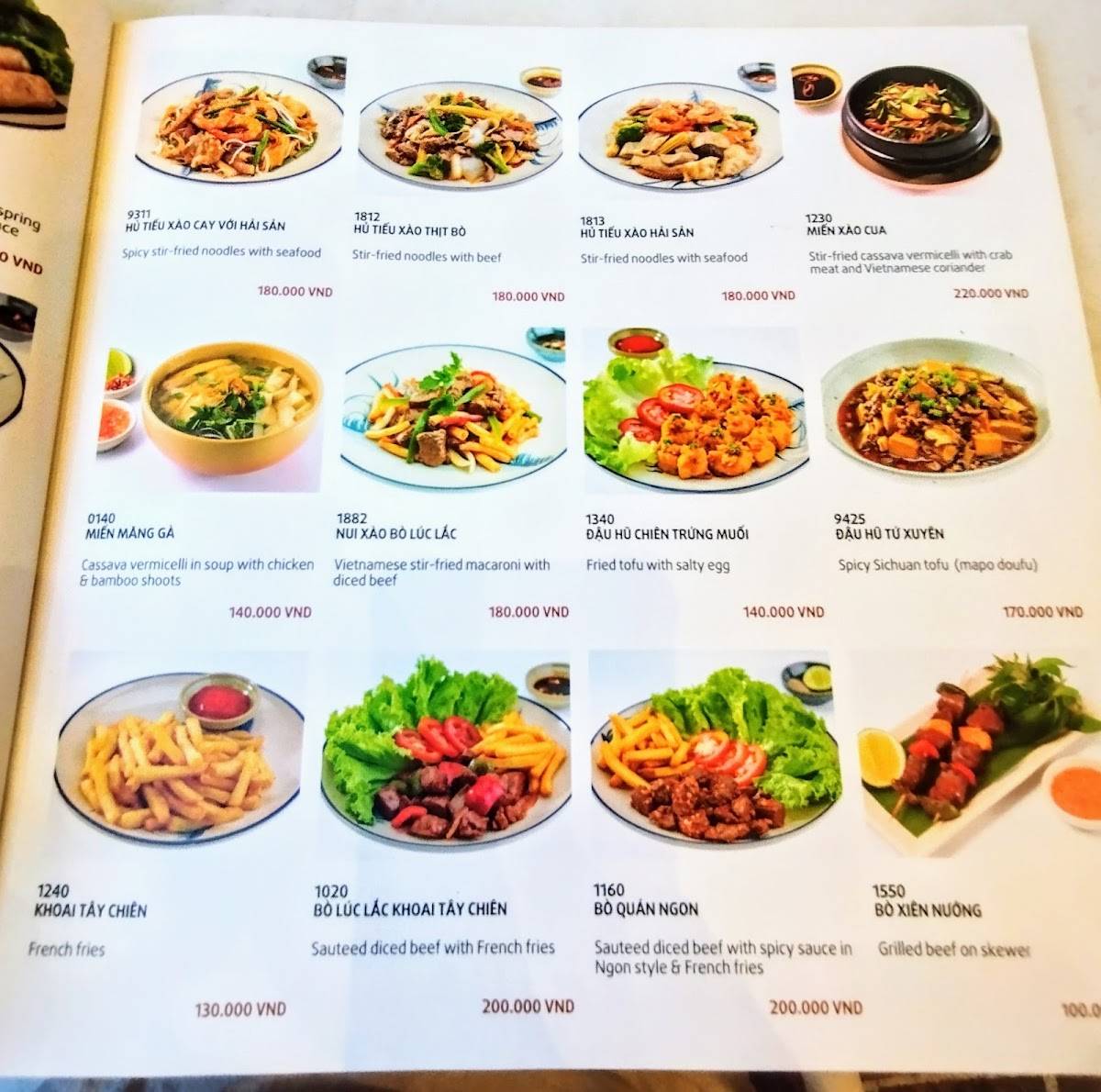 Menu at Ngon Restaurant, Ho Chi Minh City, 160 Pasteur