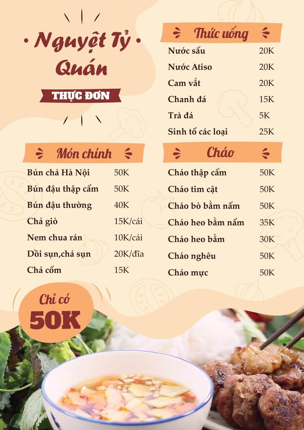 Menu at Nguyệt Tỷ Quán - Bún Chả Bún Đậu Trà Chanh restaurant, Ho Chi ...