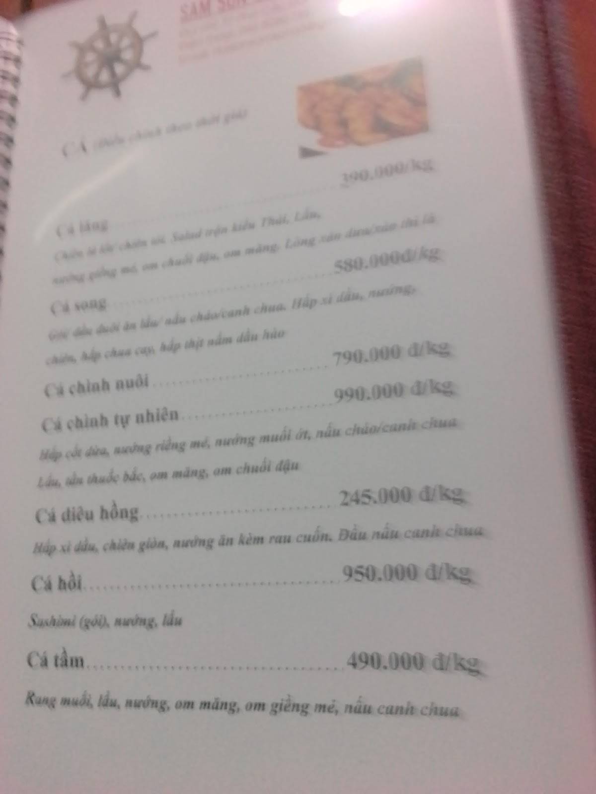 Menu at Nhà Hàng Hải Sản Sầm Sơn restaurant, Hanoi, 77 P. Cầu Đất