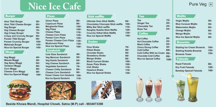 Menu at Nice Ice Cafe, Satna