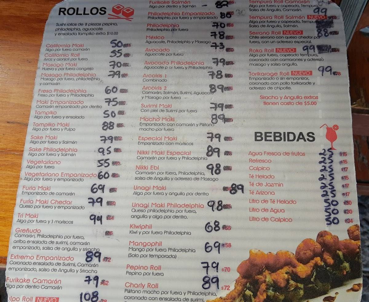 Carta del restaurante Nikki Sushi, Guadalajara