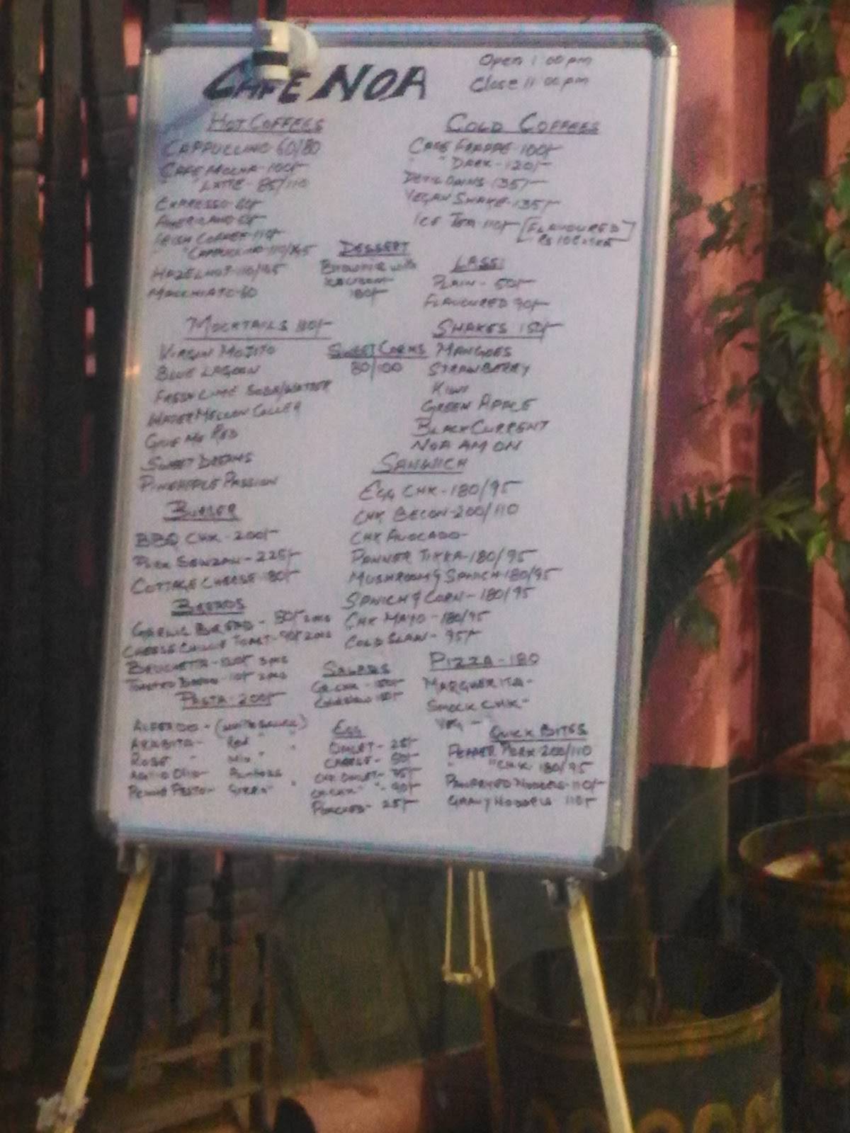 Menu at Noa Boutique Cum Cafe, Kolkata