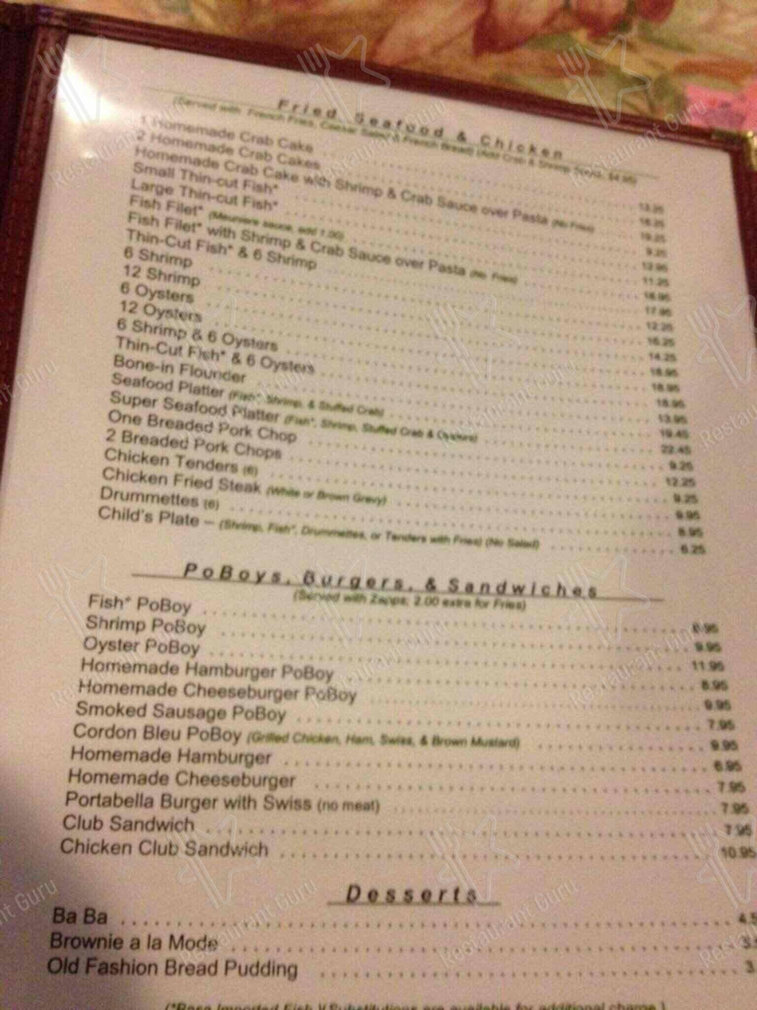 Menu at Nobile's Restaurant & Bar, Lutcher