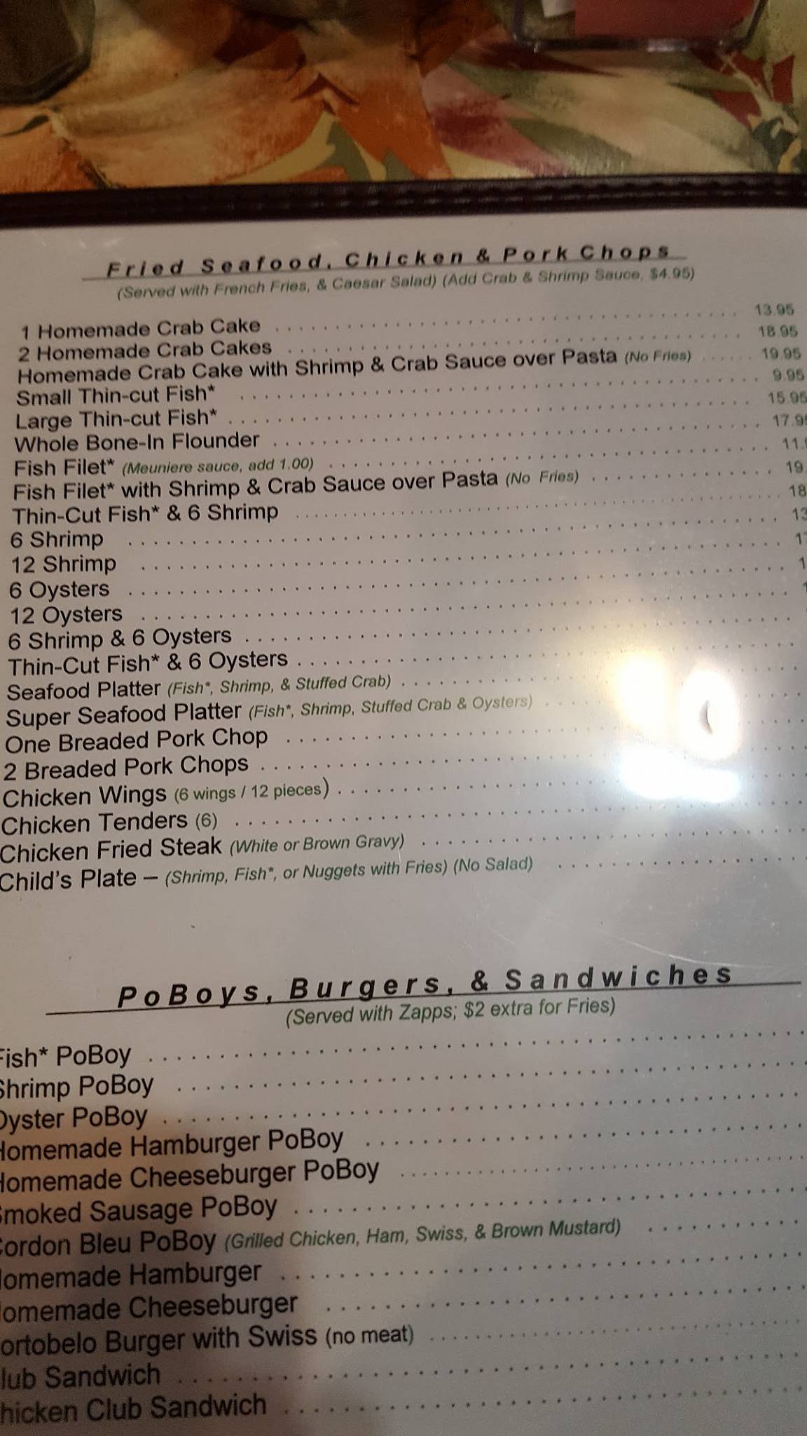Menu at Nobile's Restaurant & Bar, Lutcher