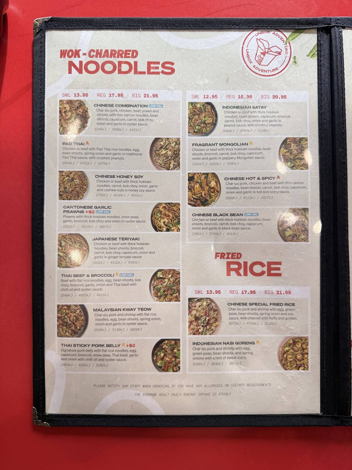 Menu at Noodle Box Gawler restaurant, Gawler