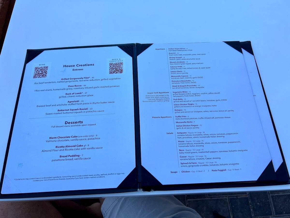 Menu at Nora's Italian Cuisine pub & bar, Las Vegas, 5780 W Flamingo Rd