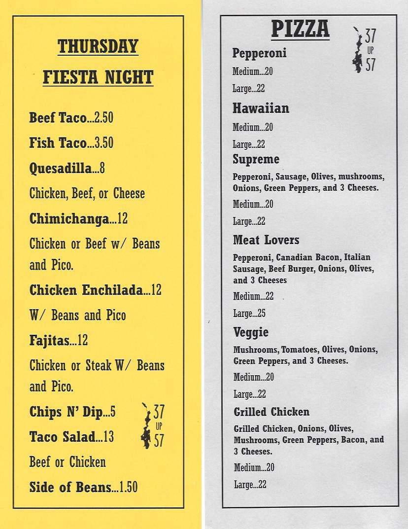 Menu at Nordman Resort restaurant, Nordman, ID-57