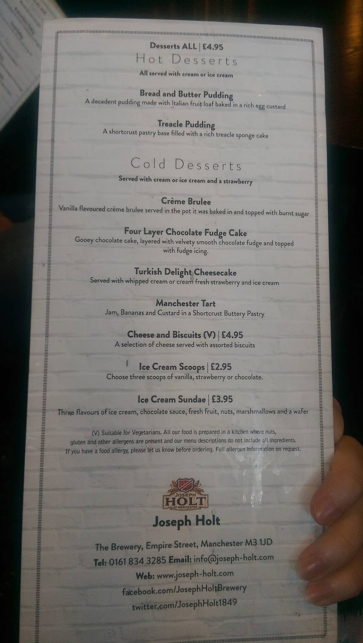 Menu at Norfolk Arms pub & bar, Glossop