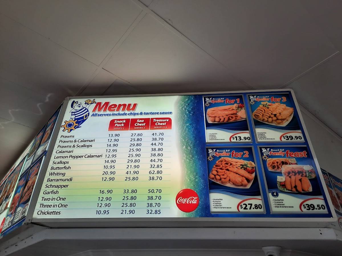 Menu at Barnacle Bill, Sefton Park