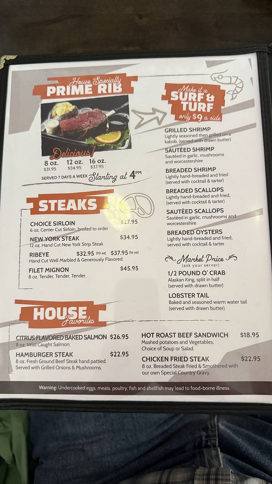 Menu at North Point Bar, Grill and Casino, Eureka