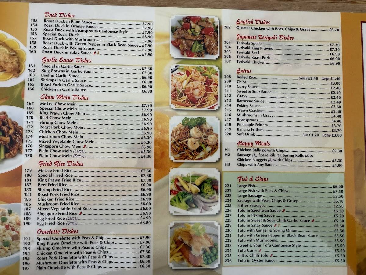 Menu at Mr Lee fast food, North Thoresby