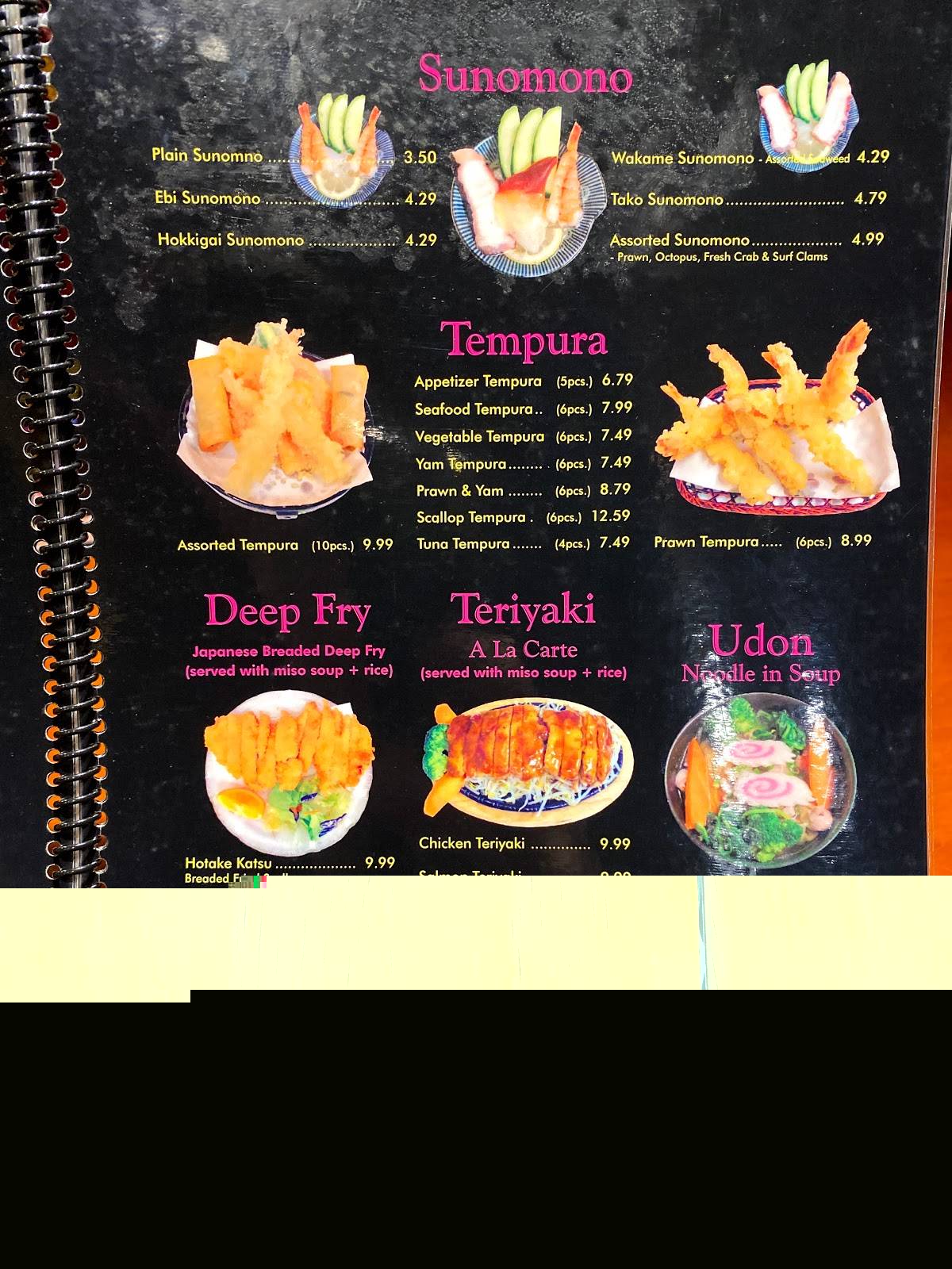 Menu at Yuko Maki restaurant, North Vancouver, Lonsdale Ave