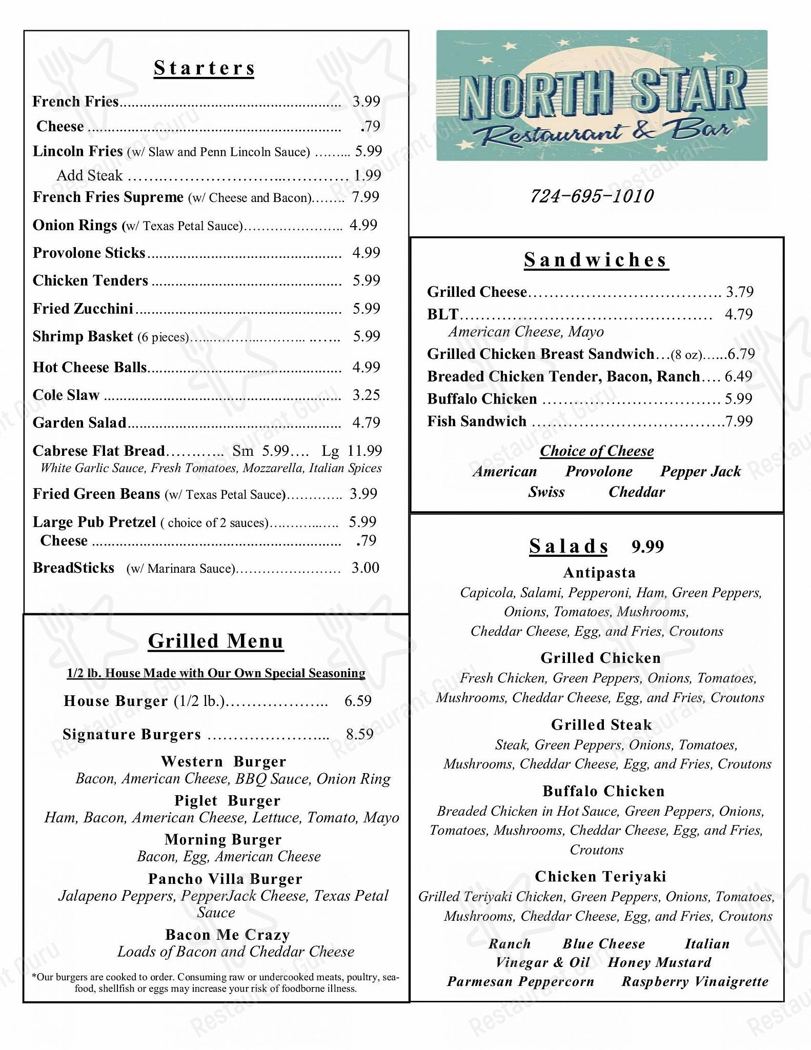 Menu at North Star Restaurant, Imperial