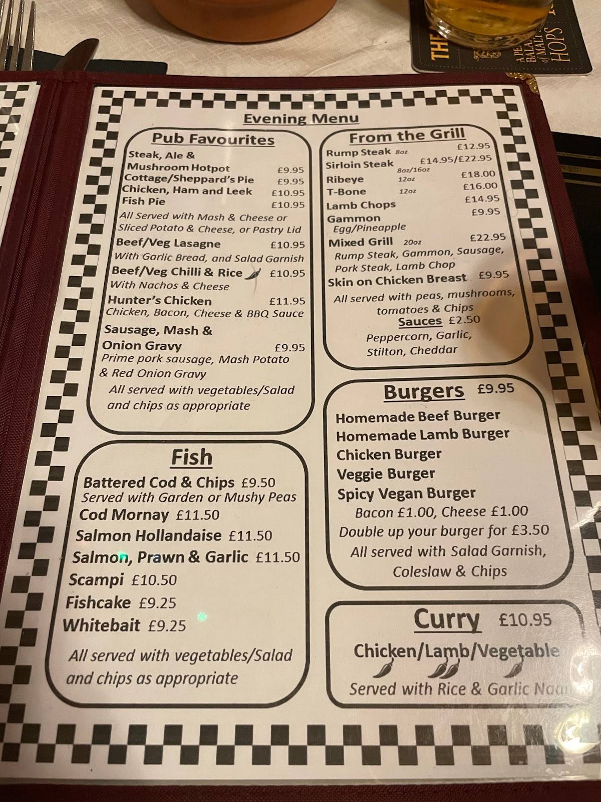 Menu at The Chequers pub & bar, Northampton, Chequers Ln