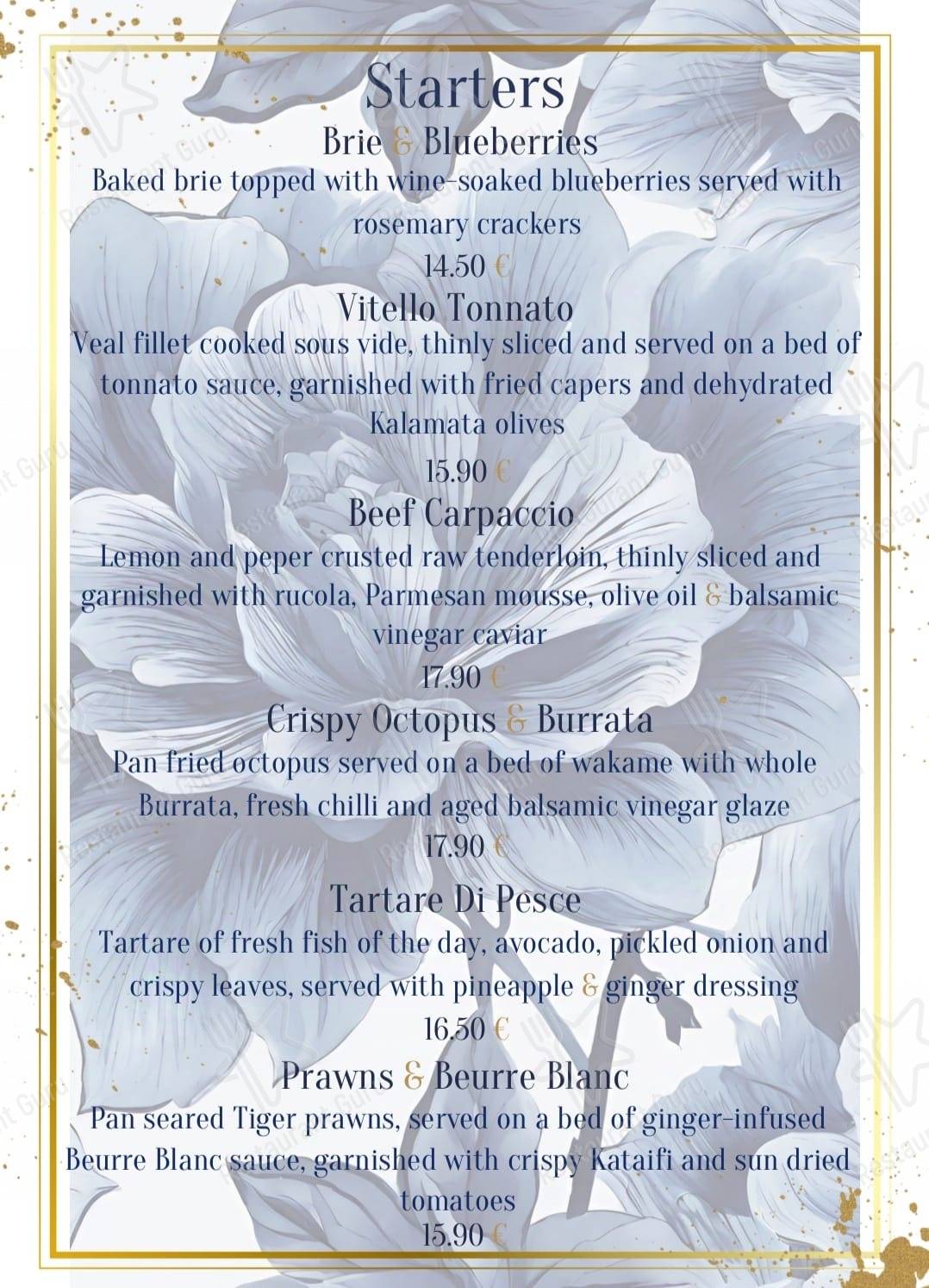 Menu at Novità restaurant, Senglea