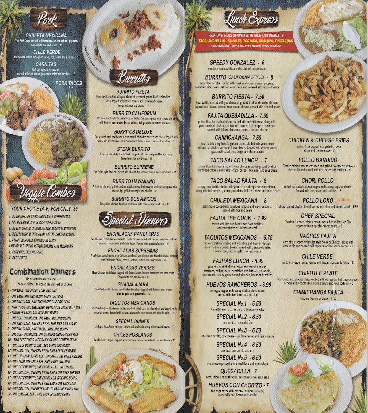Menu at Nuevo Vallarta Berea restaurant, Berea