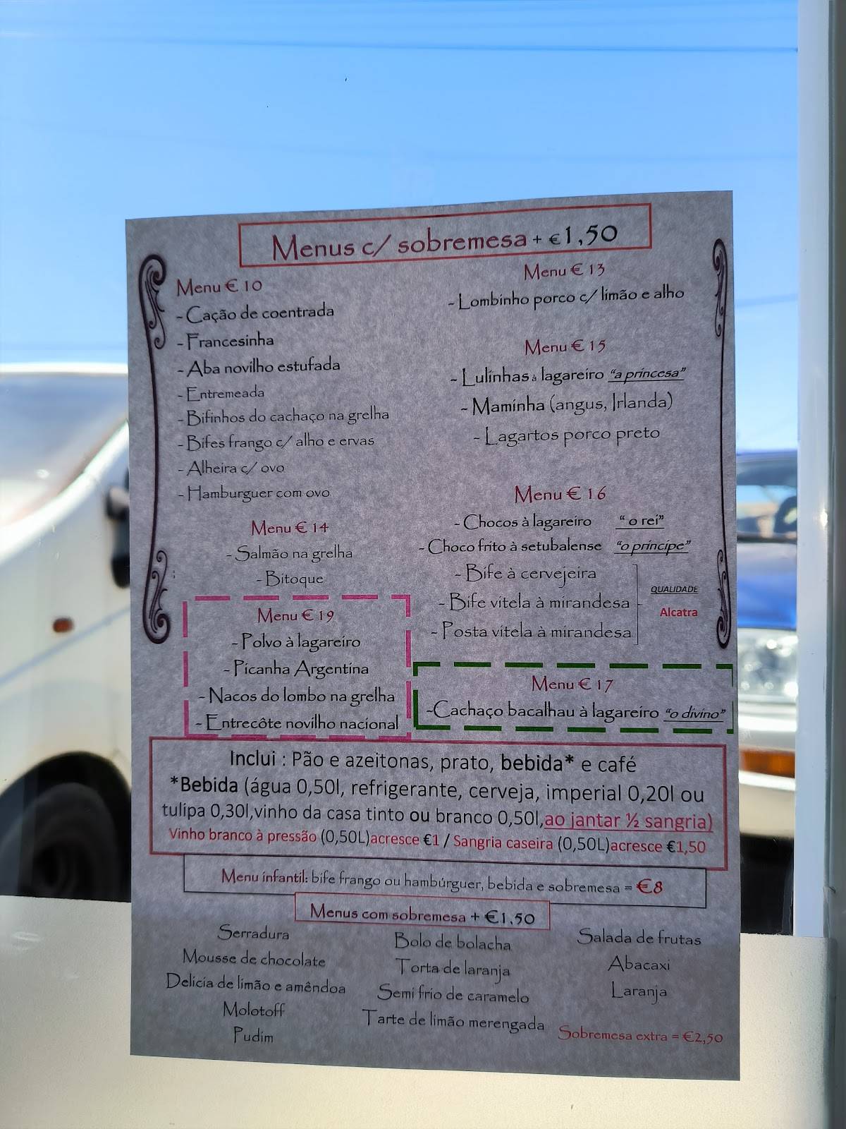Menu em O Edgar restaurante, São João das Lampas