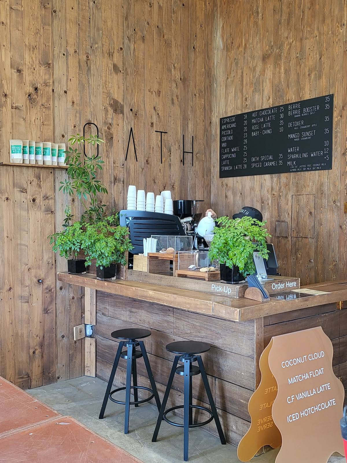 Menu at Oath Cafe, UAE