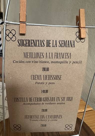 Menu at Casa Celia Restaurante, Oaxaca