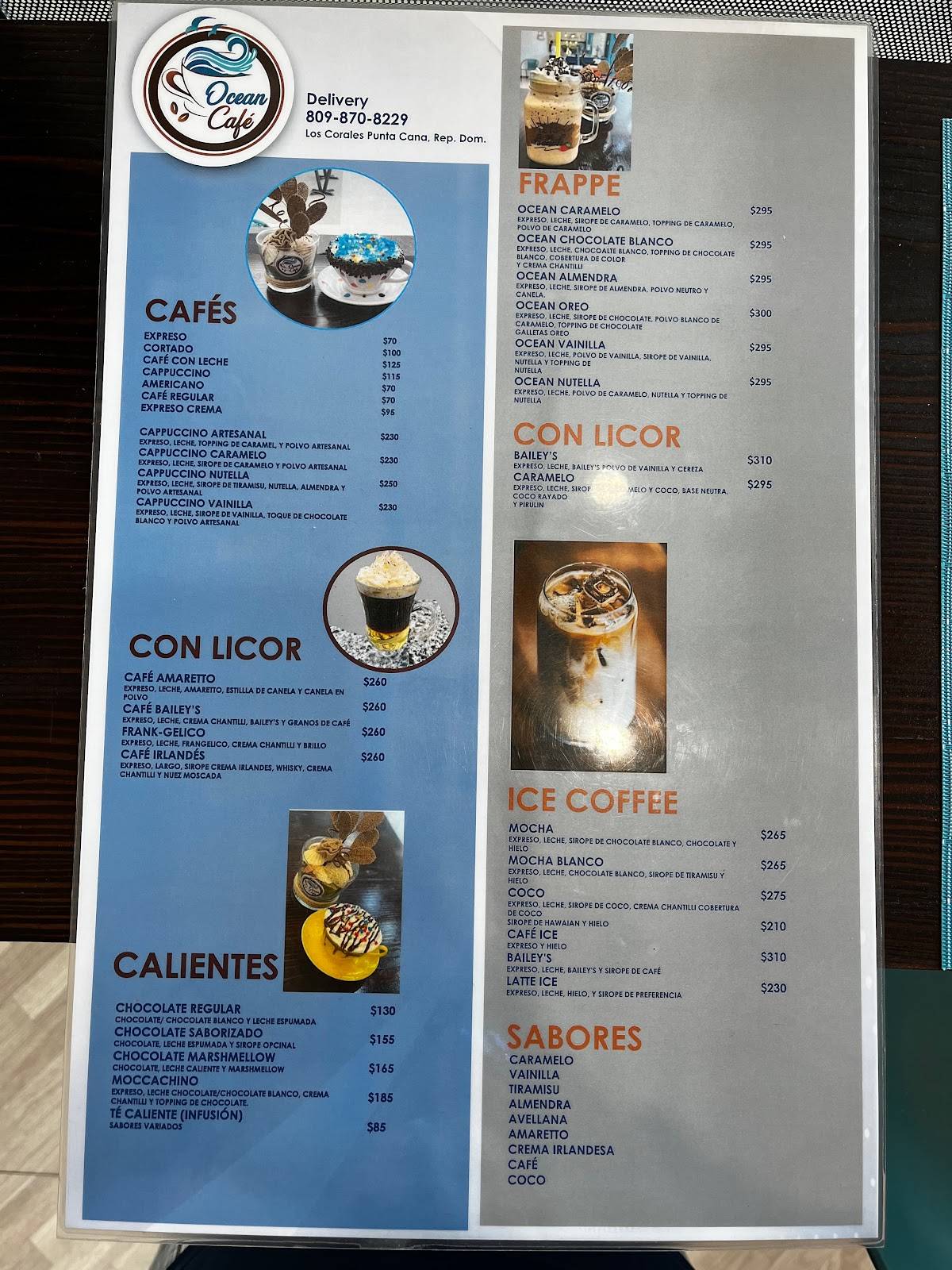 Menu at Ocean Cafe, Punta Cana