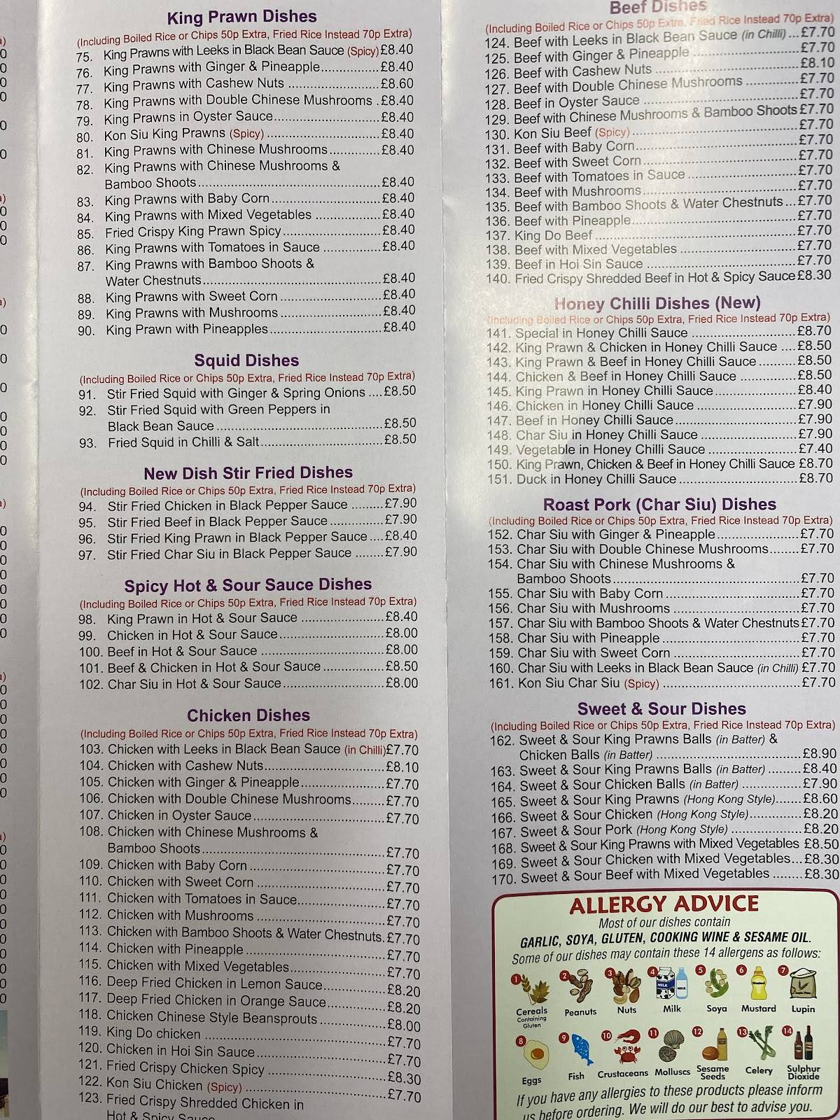 Menu at Ocean Palace Chinese Take Away fast food, Bedlington