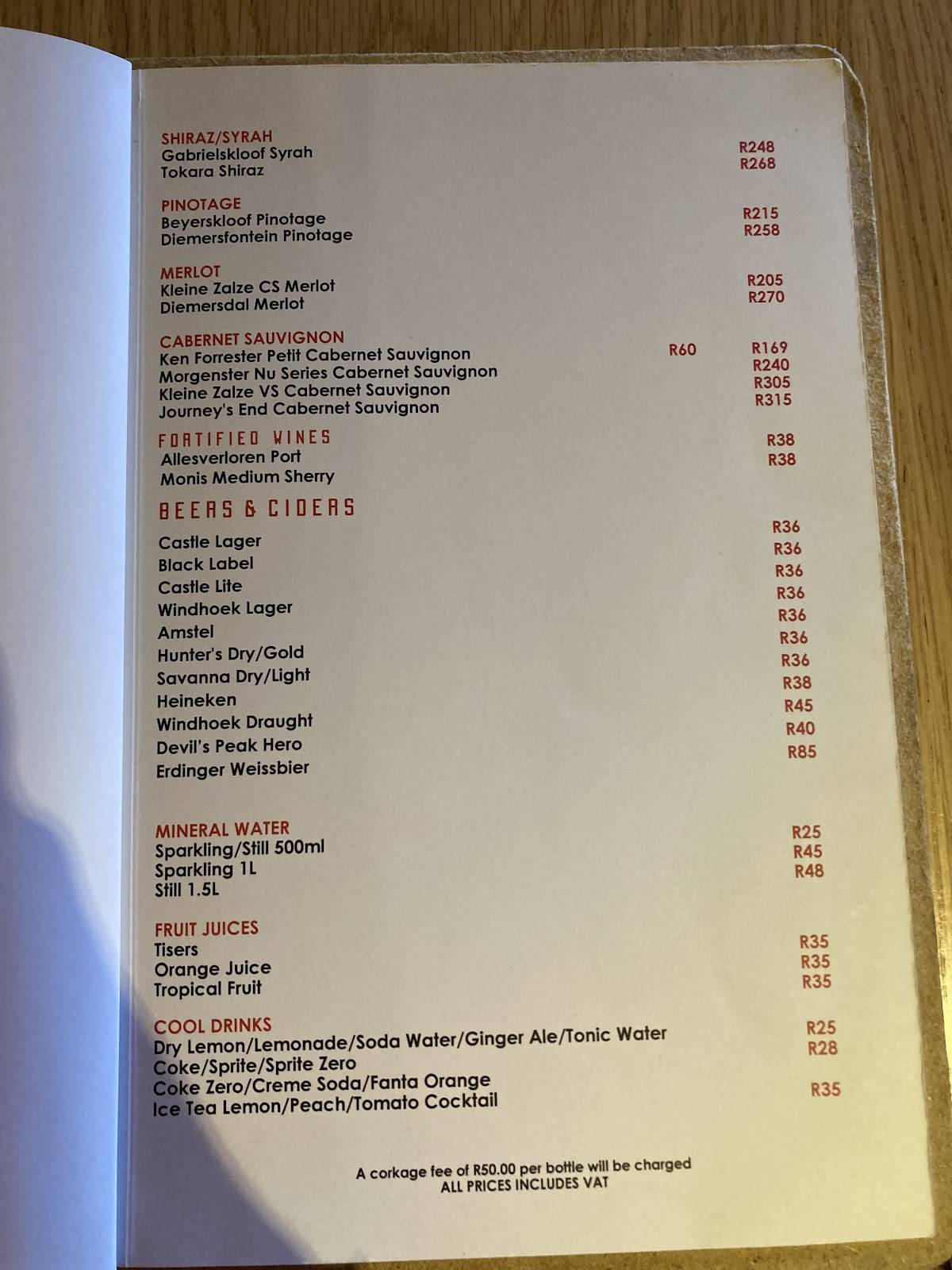 Menu at Oceans 8 Seafood & Sushi Somerset West restaurant, Cape Town