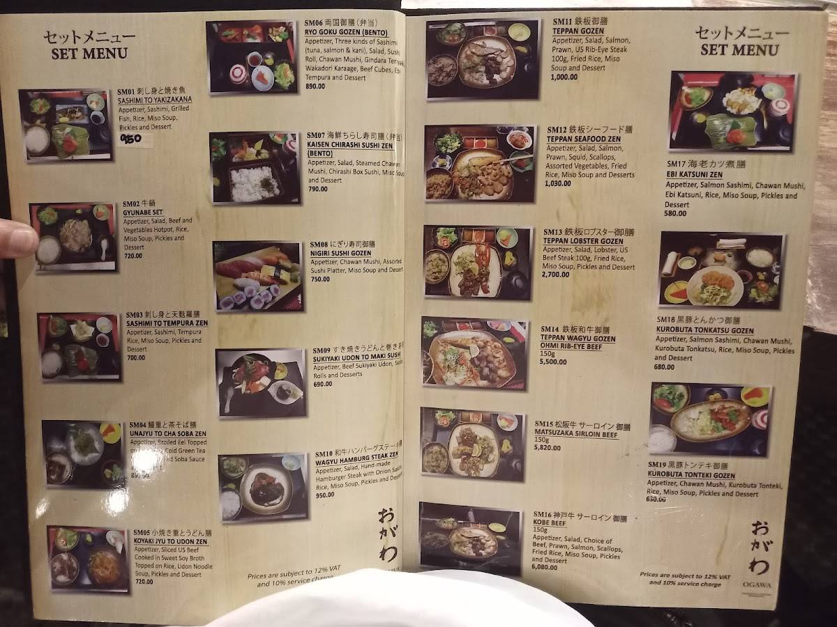 Menu at Ogawa restaurant, Taguig, The Fort Strip