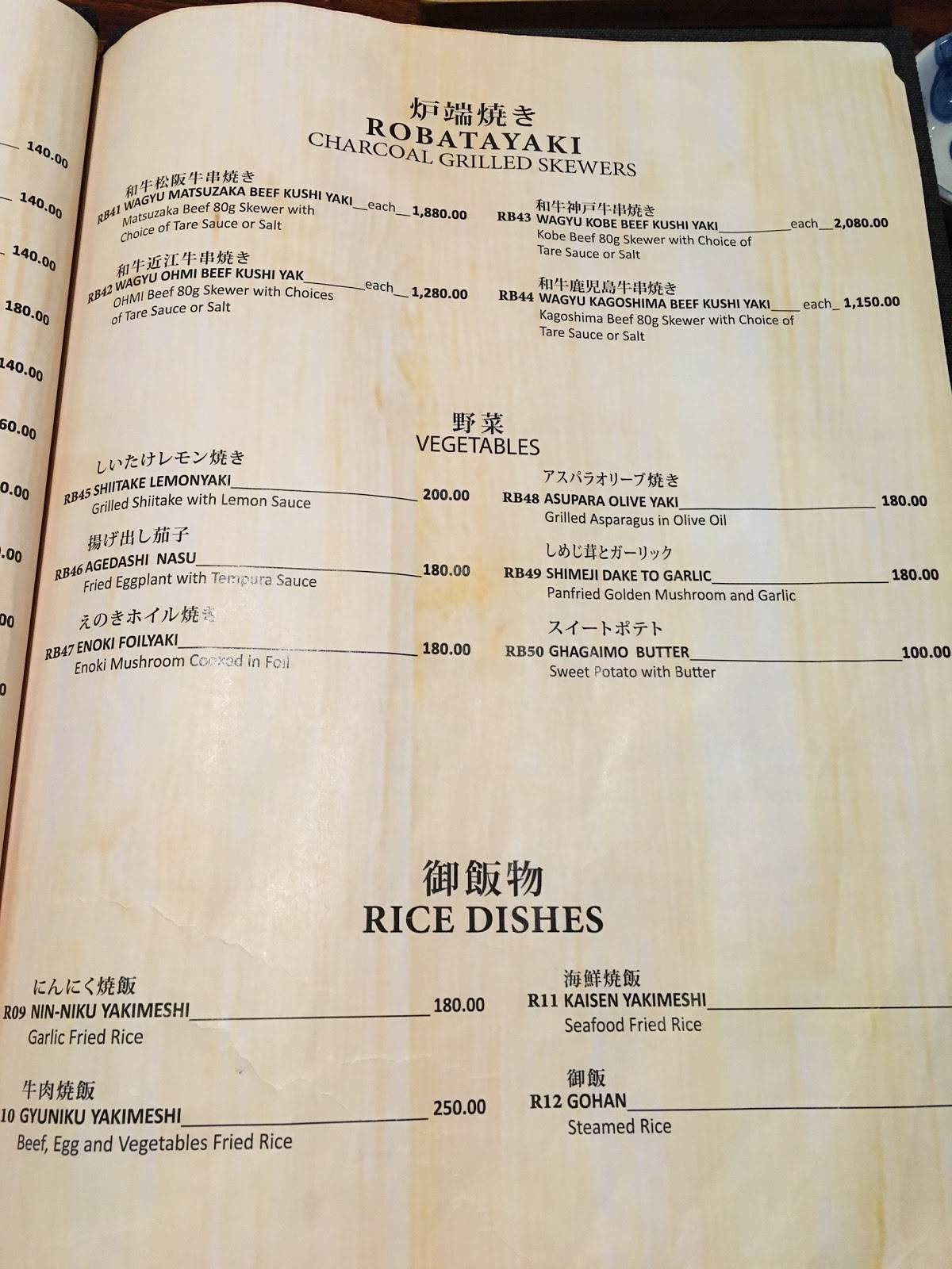 Menu at Ogawa restaurant, Taguig, The Fort Strip