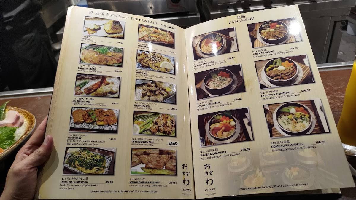 Menu at Ogawa restaurant, Taguig, The Fort Strip