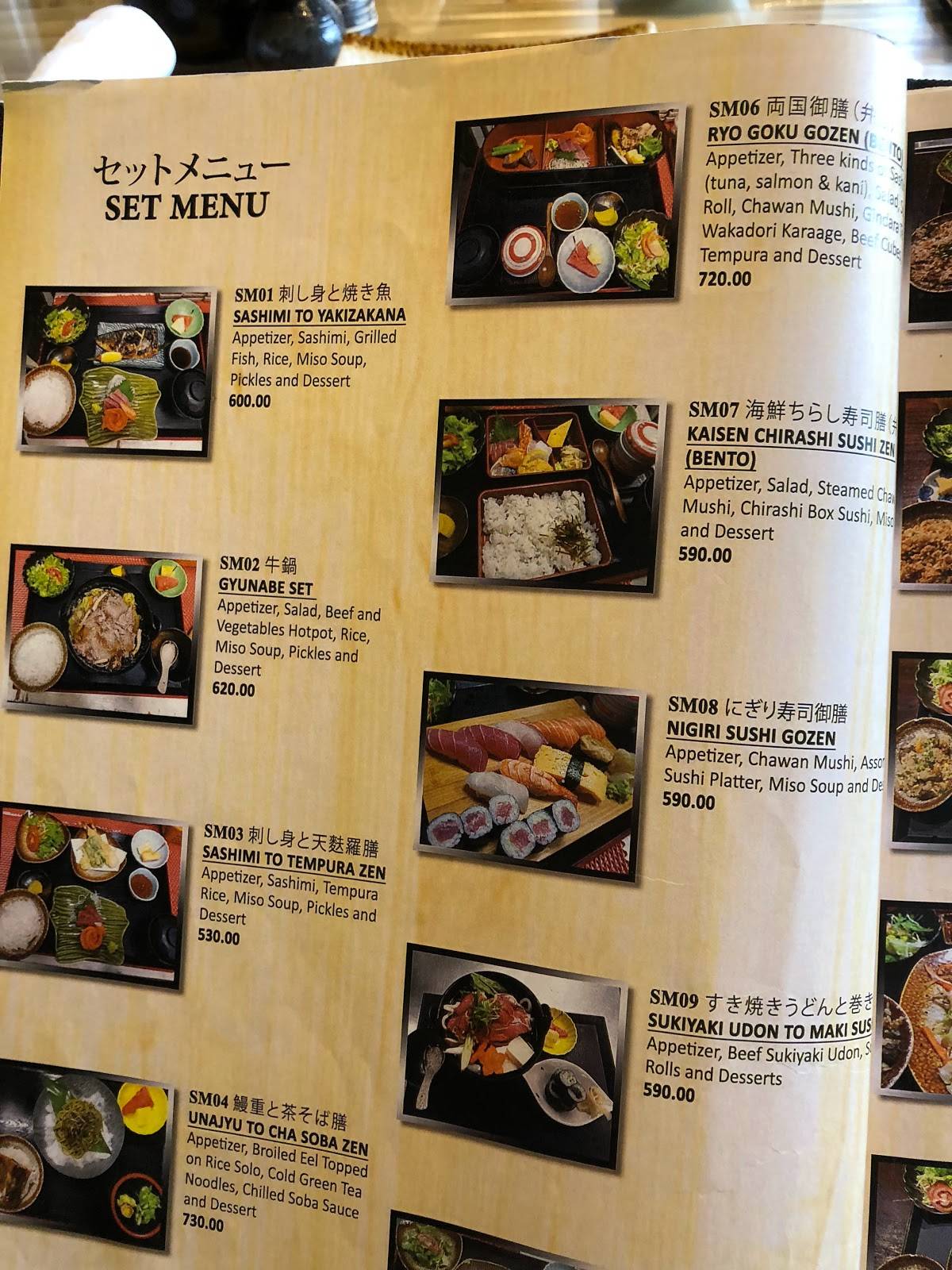 Menu at Ogawa restaurant, Taguig, The Fort Strip