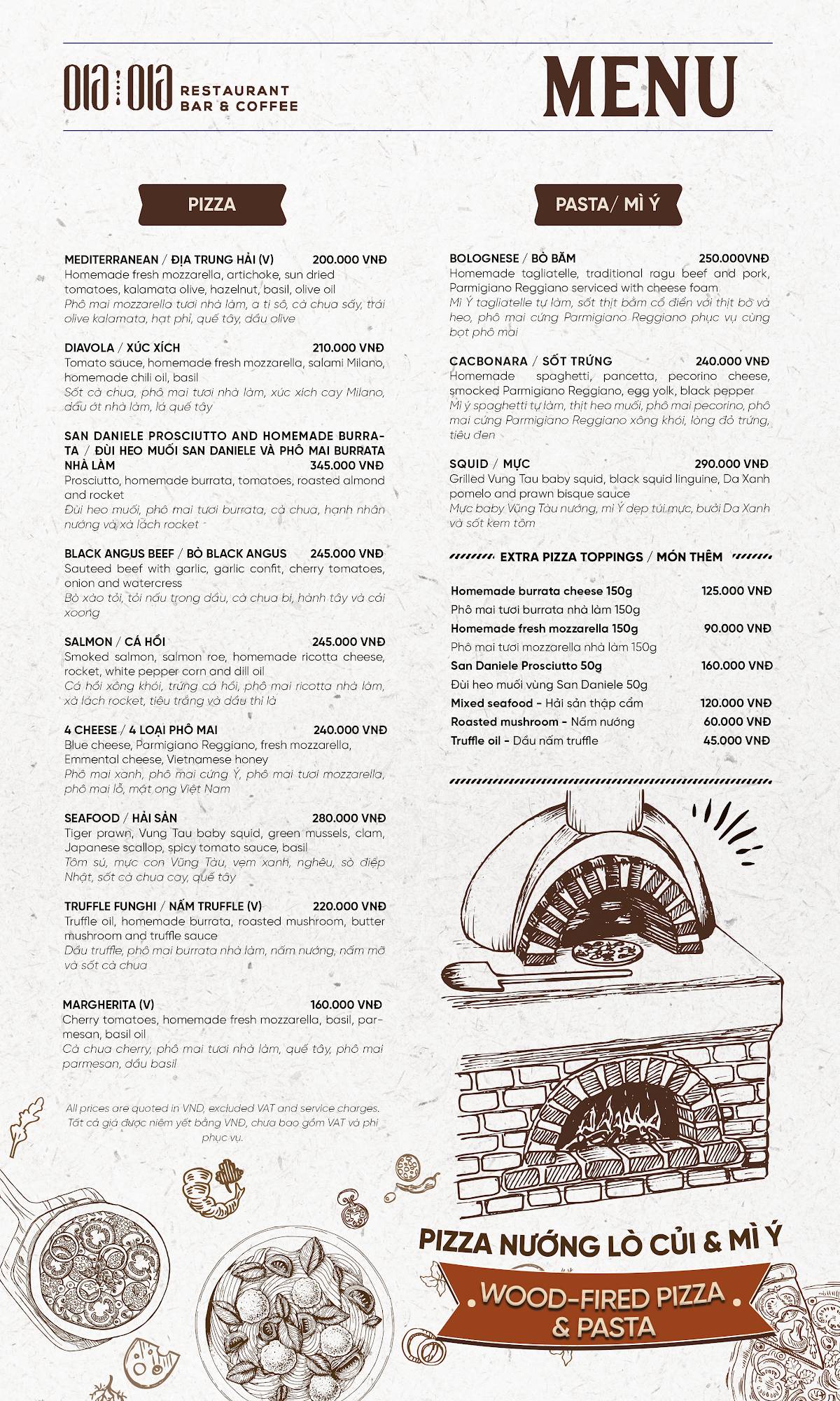 Menu at Ola Ola Restaurant, Bar & Coffee, Vung Tau