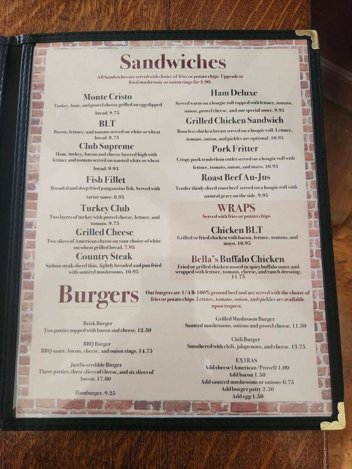 Menu at Old Brick House restaurant, Ste. Genevieve
